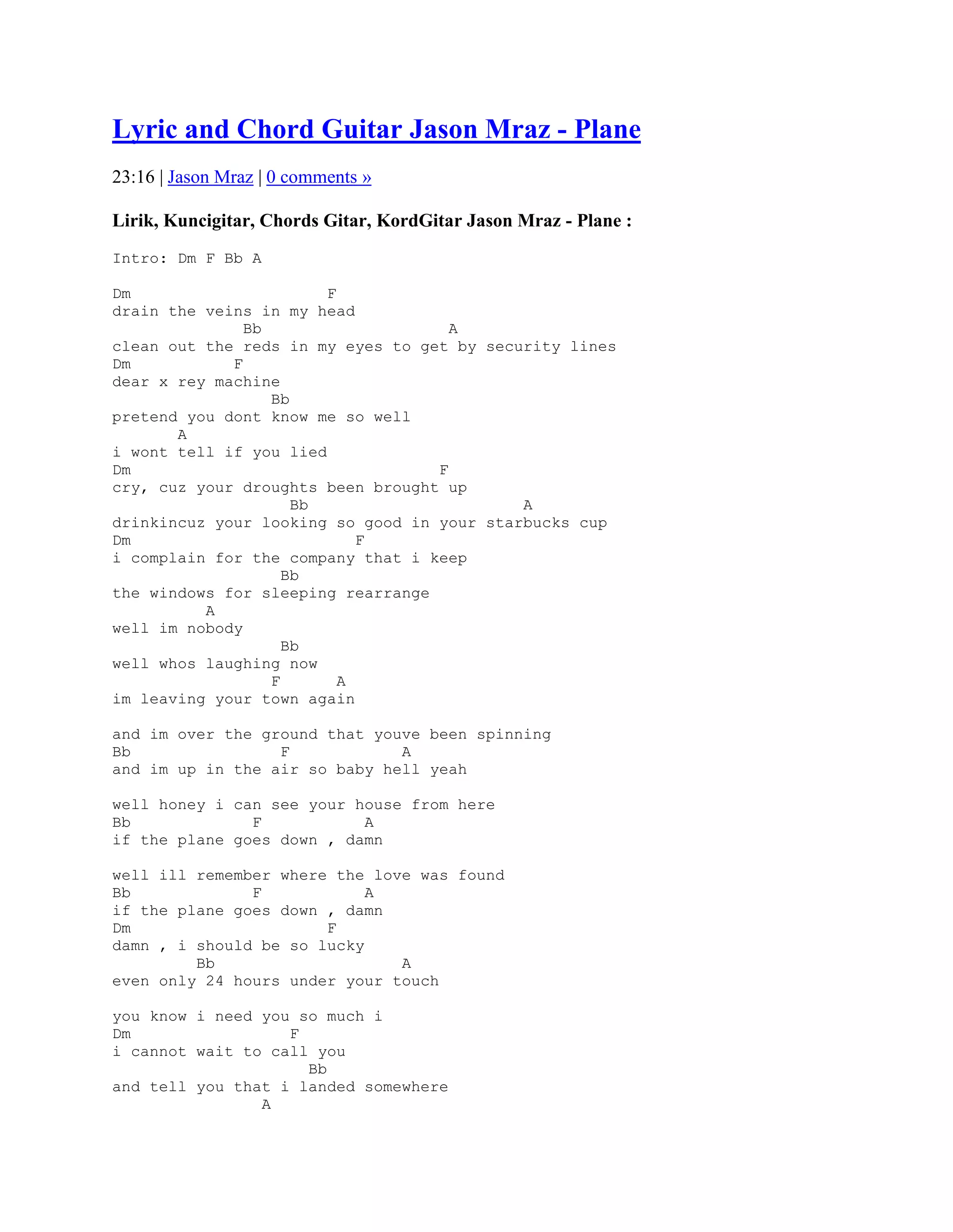 Lyric and chord guitar jason mraz | DOCX