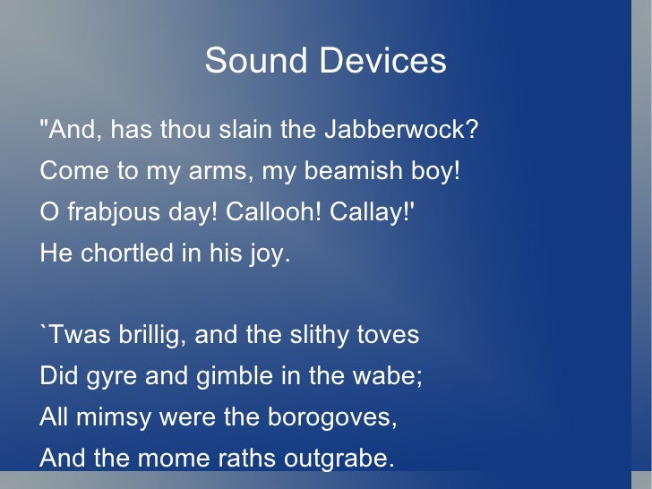 Lyric and Musical Poetry: sound devices