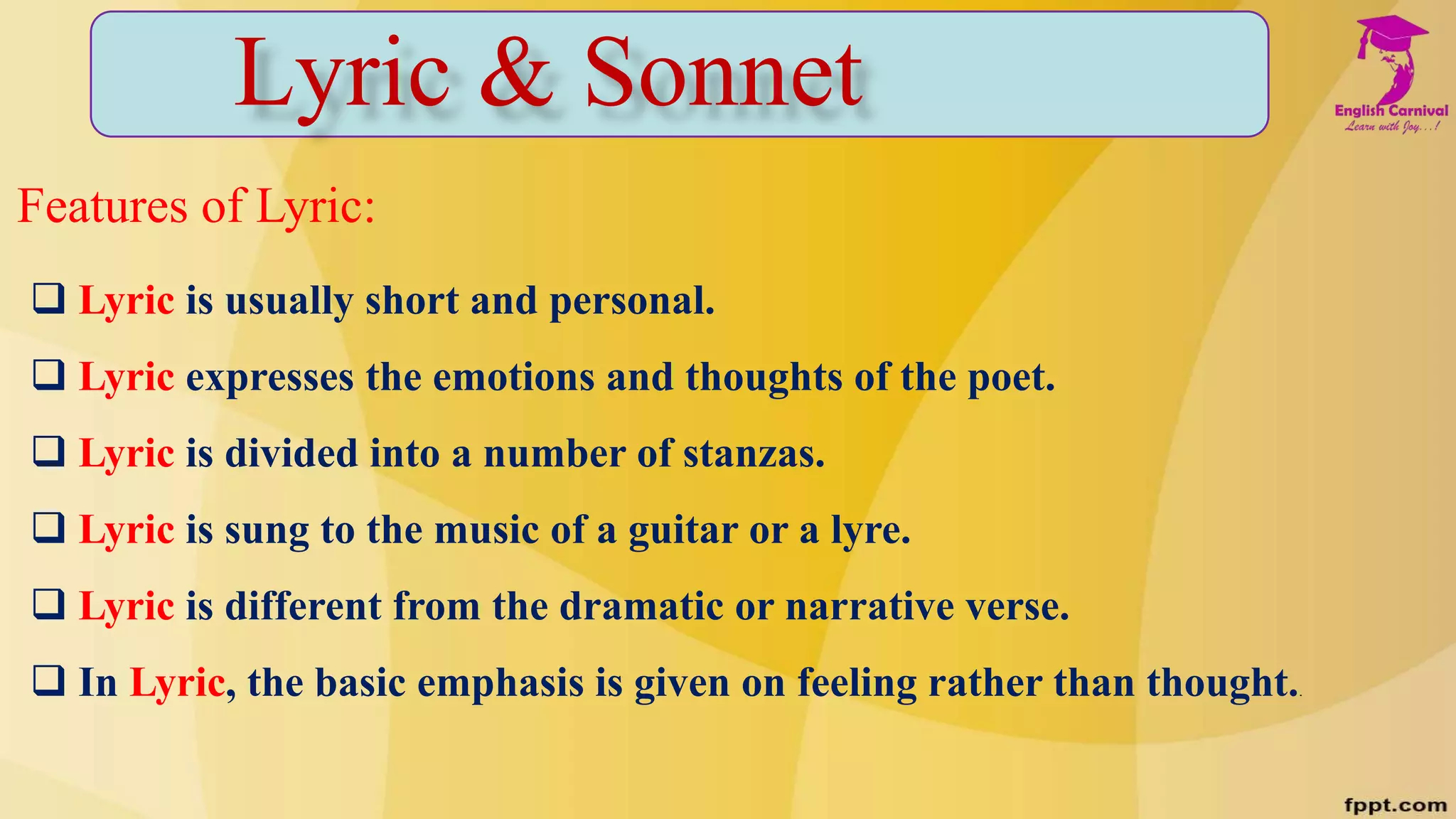 Lyric and sonnet | PPT