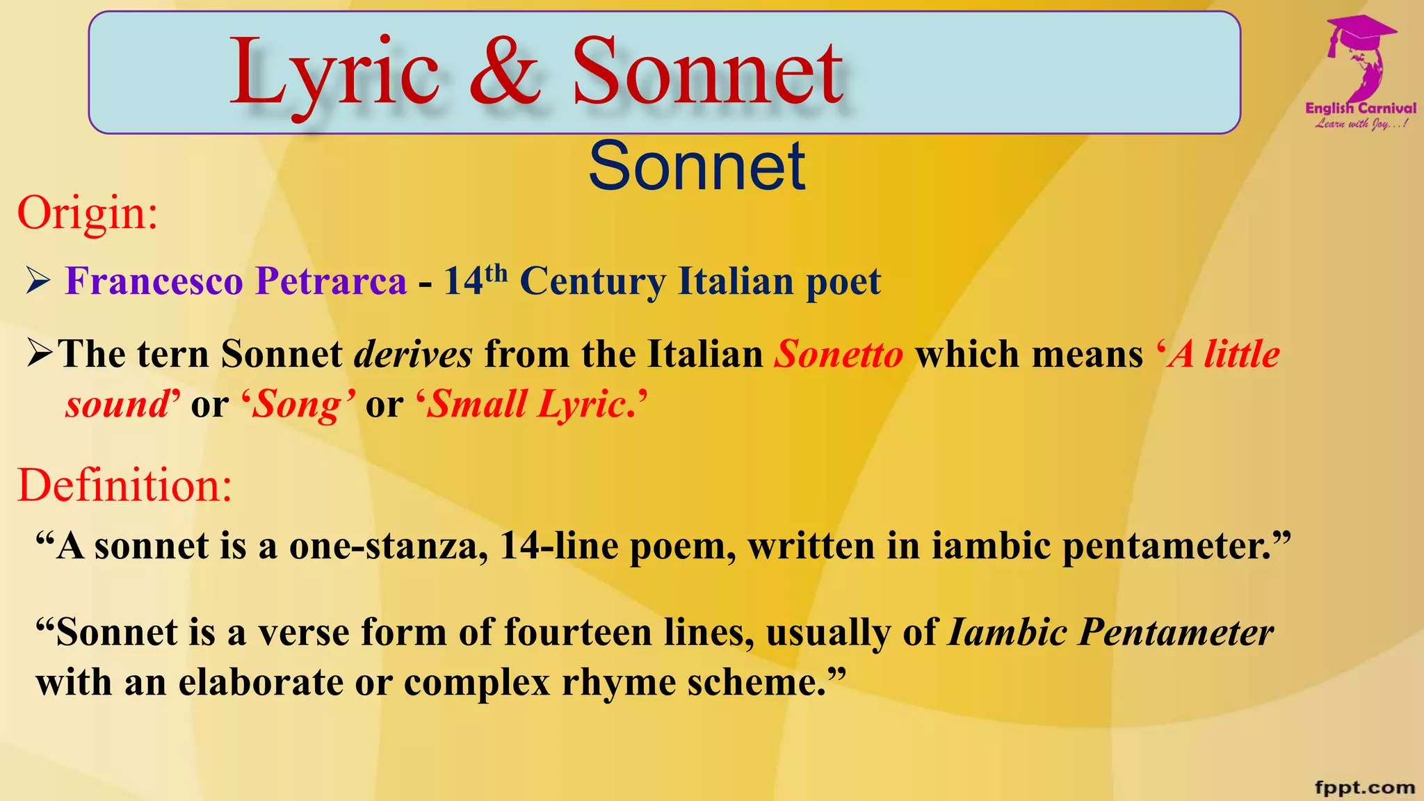 Lyric and sonnet | PPT