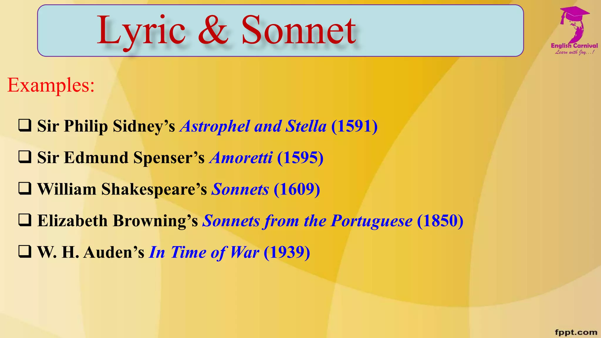 Lyric and sonnet | PPT