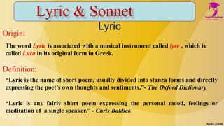 Lyric and sonnet | PPT