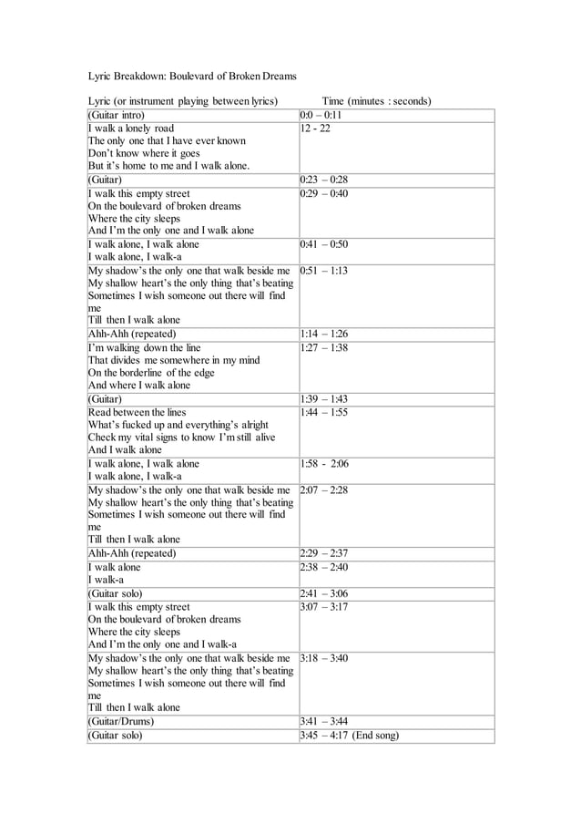 Lyric breakdown | PDF