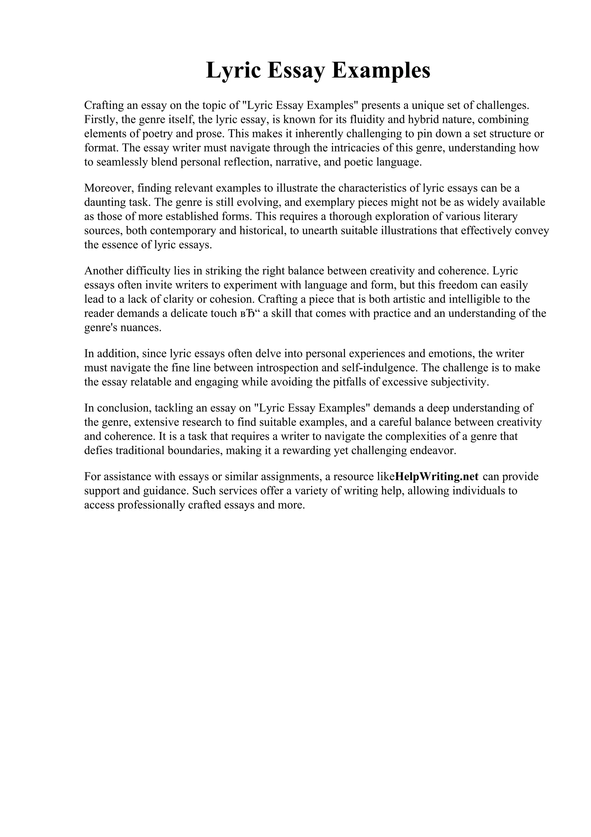Lyric Essay Examples | PDF