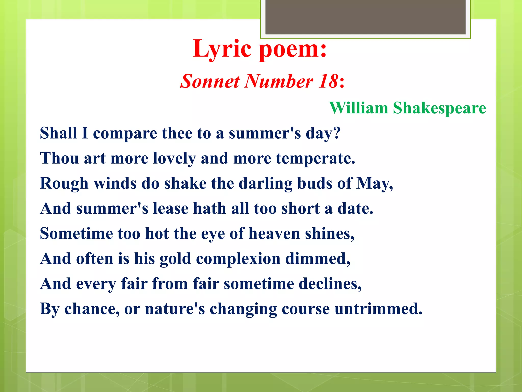 Lyric poem, dramatic monologue & ode types of poetry part i | PPTX