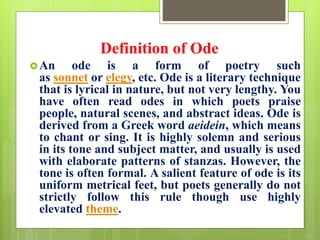 Lyric poem, dramatic monologue & ode types of poetry part i | PPTX