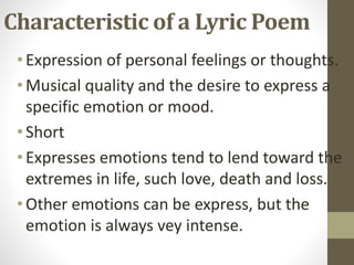 Lyric poetry report | PPTX