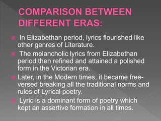 Lyrics in English Literature | PPTX