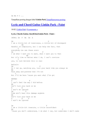 Lyrics and chord guitars linkin park | PDF