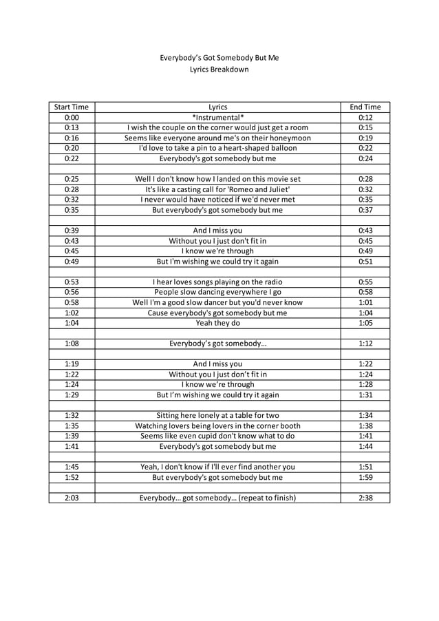 Lyrics Breakdown | PDF