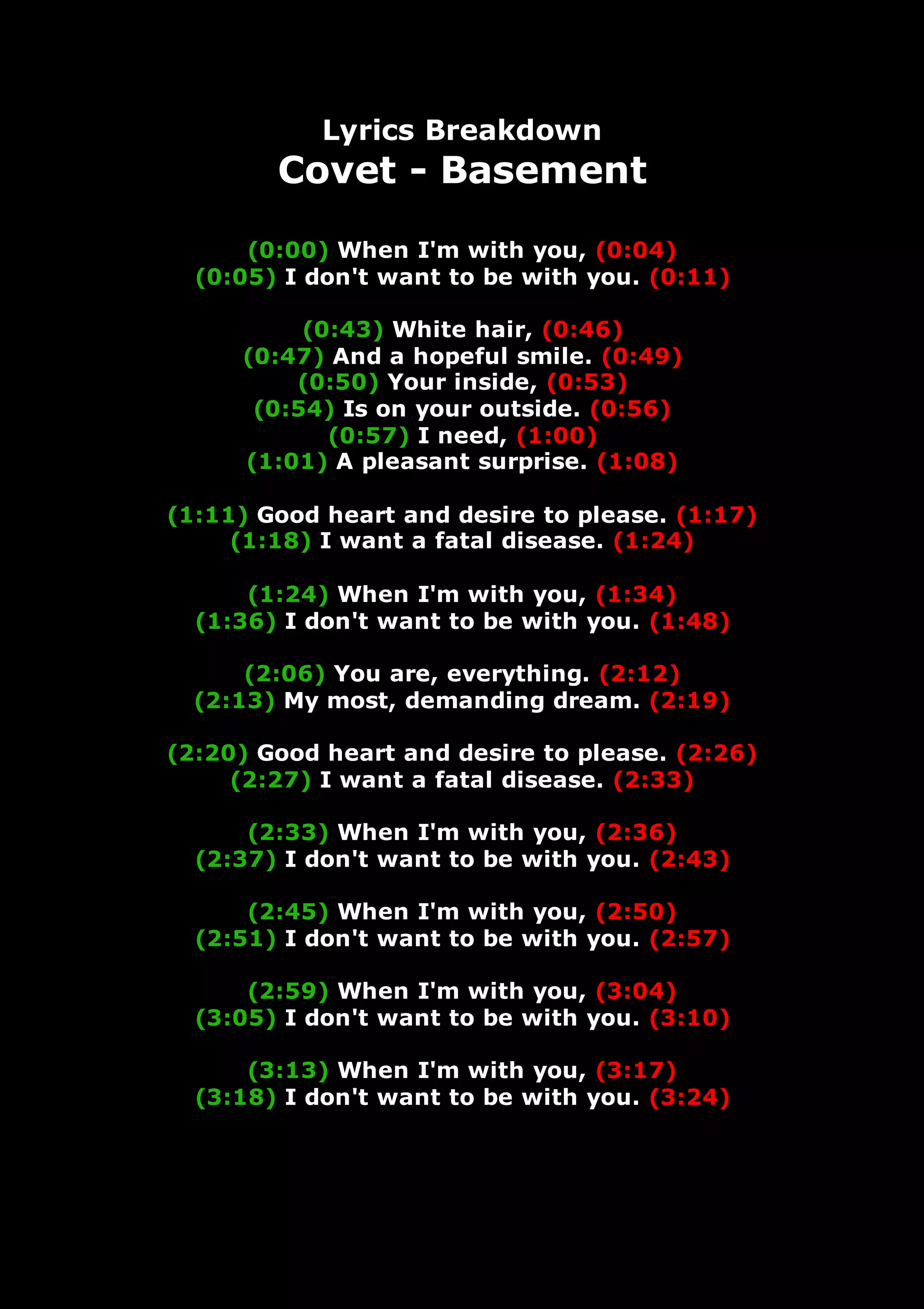 Lyrics Breakdown Covet-Basement - Version 2 | DOCX