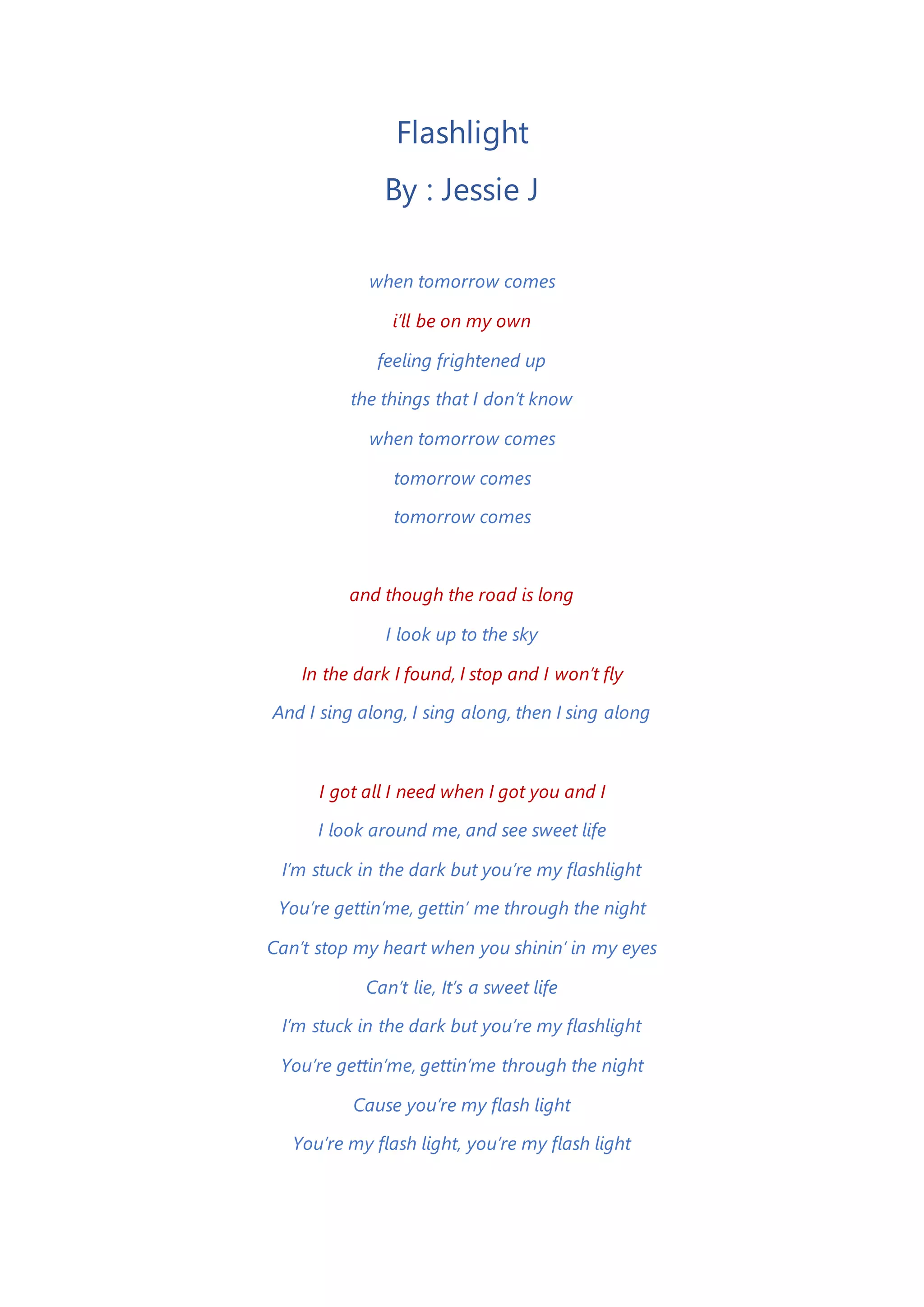 Lyrics of flashlight by Jessie J | PDF | Free Download