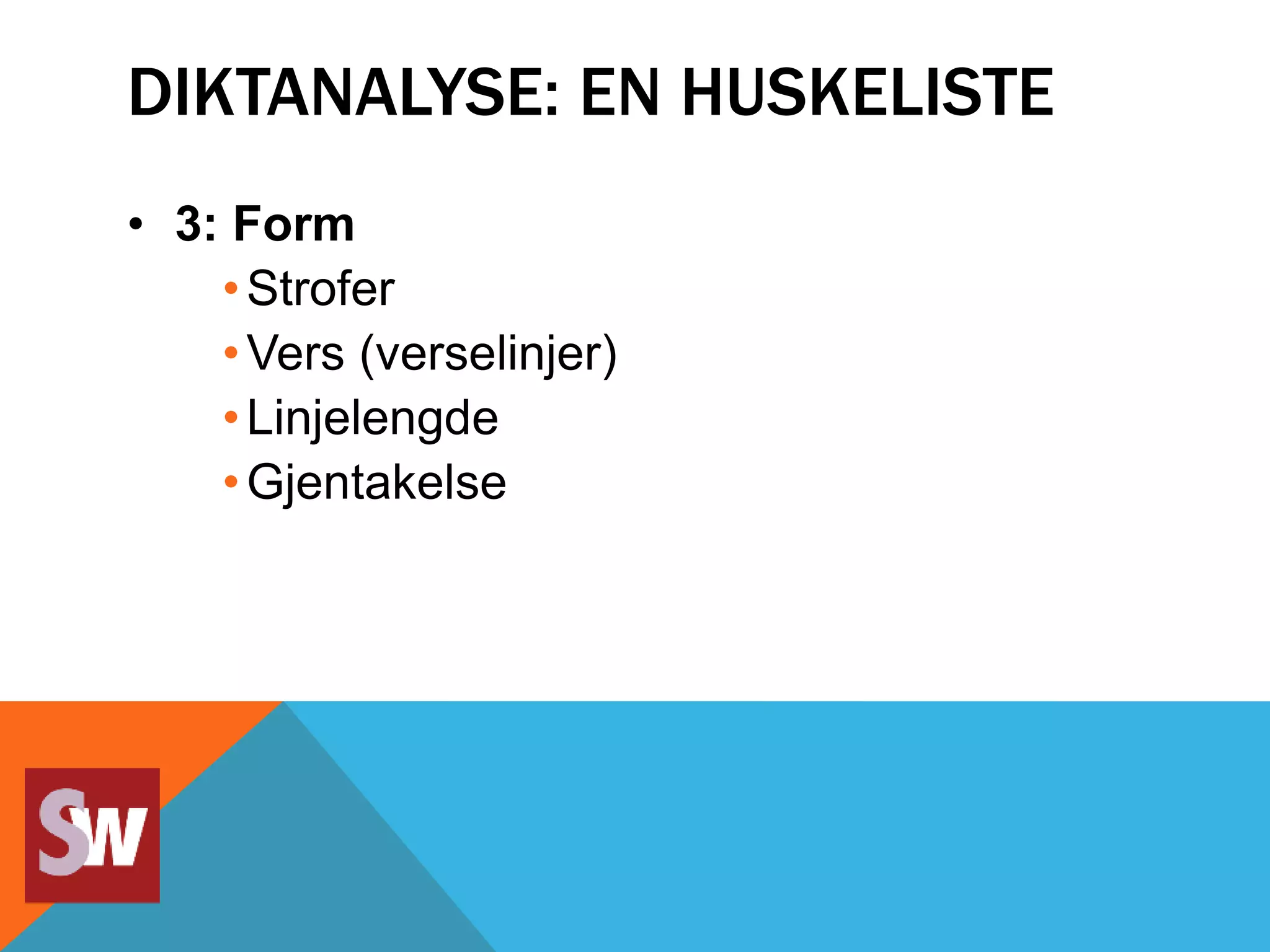 Huskeliste for diktanalyse | PPTX