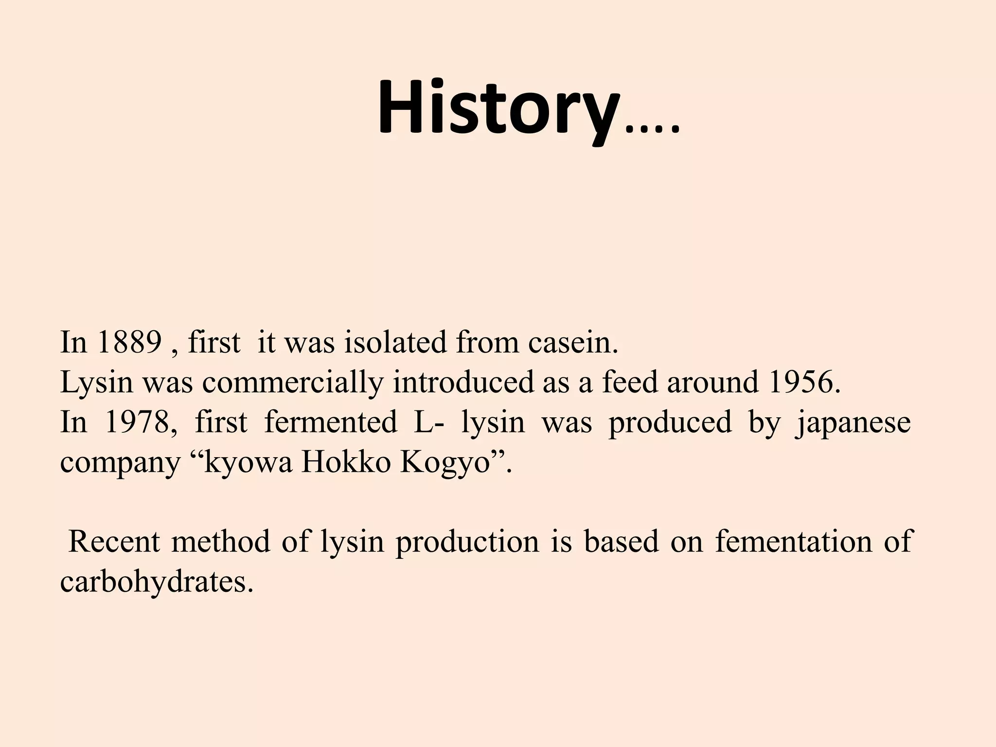 Industrial Production of L-Lysine by Fermentation | PPTX
