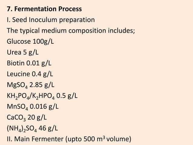 Industrial Production of L-Lysine by Fermentation | PPTX
