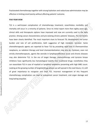 Lysis tumoral syndrome | PDF | Blood Disorders | Diseases and Conditions