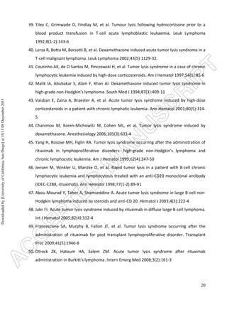 Lysis tumoral syndrome | PDF | Blood Disorders | Diseases and Conditions