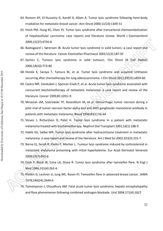 Lysis tumoral syndrome | PDF | Blood Disorders | Diseases and Conditions