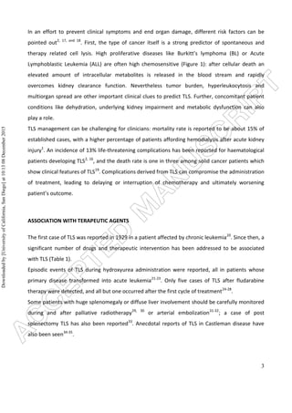 Lysis tumoral syndrome | PDF | Blood Disorders | Diseases and Conditions