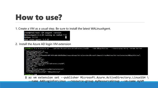 Log in to a Linux VM in Azure using AAD authentication | PPT