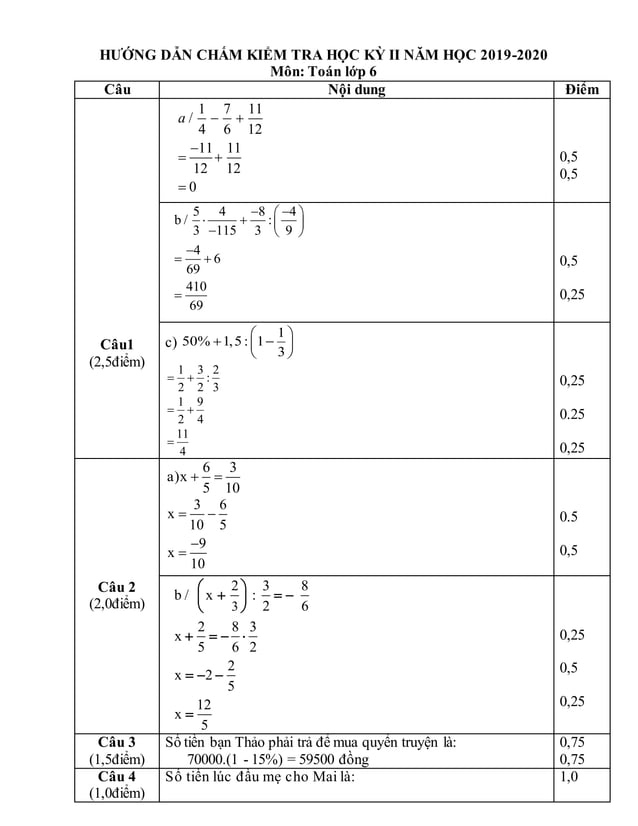 Đề Thi HK2 Toán 6 - THCS Lý Thường Kiệt | DOC