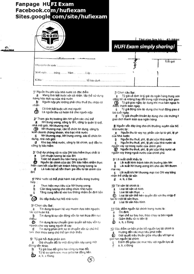 Ly thuyet tai_chinh_tien_te_1_hufi exam | PDF