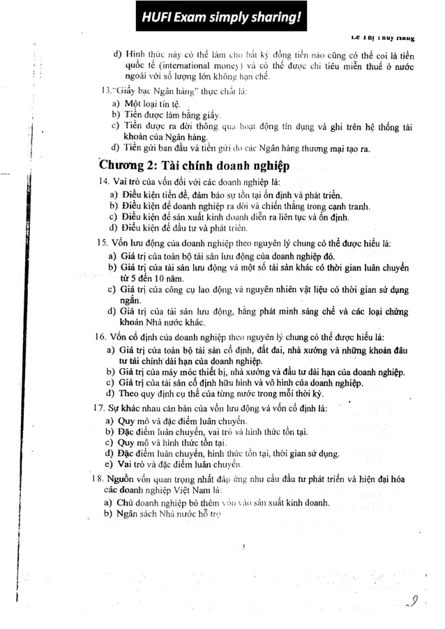 Ly thuyet tai_chinh_tien_te_1_hufi exam | PDF