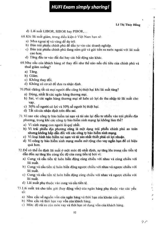 Ly thuyet tai_chinh_tien_te_1_hufi exam | PDF