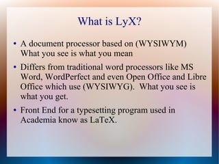 Lyx : A Book Writer's Dream - NEWLUG | PPT