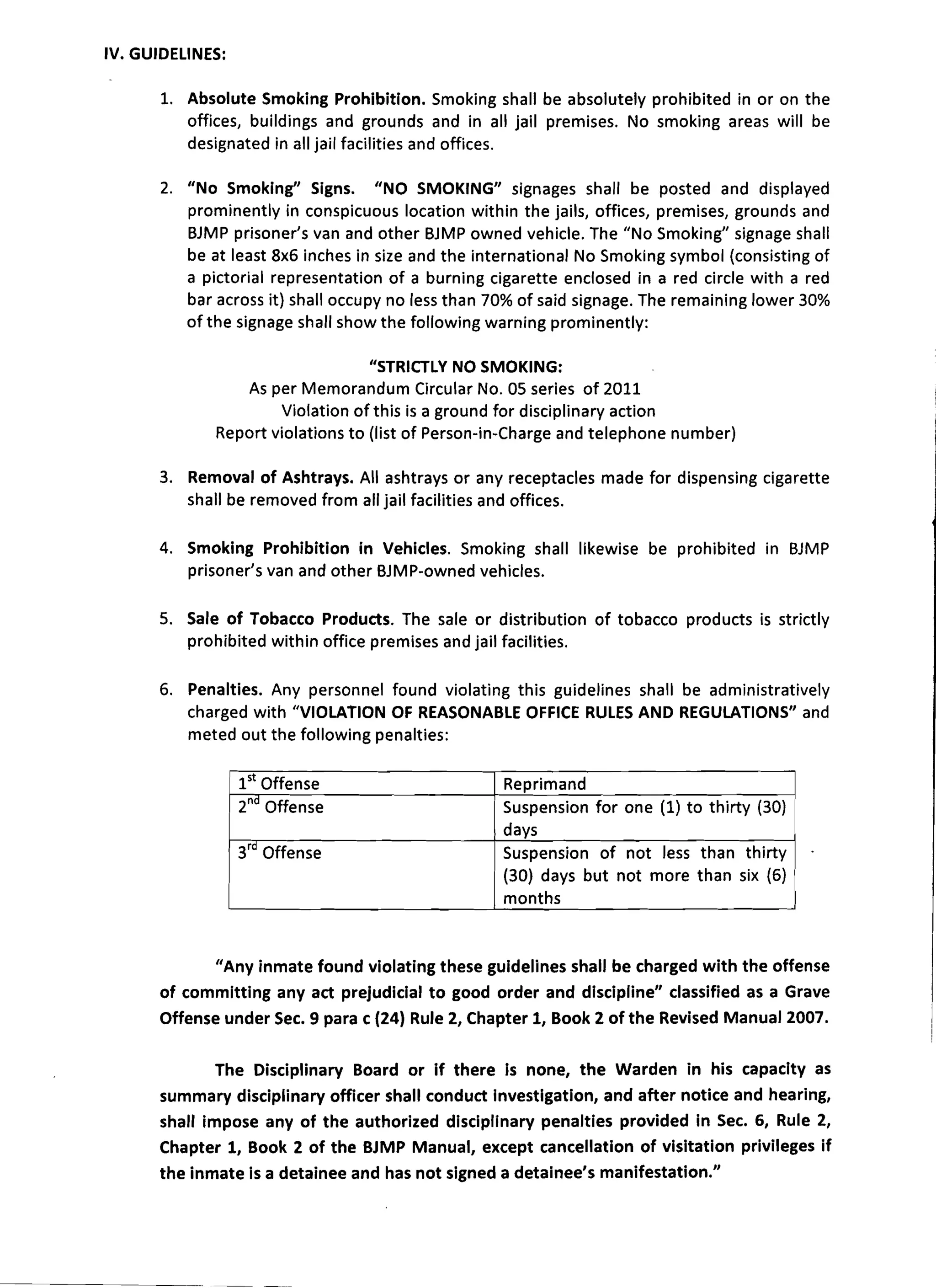 BJMP Memo No. 2011-05 | PDF