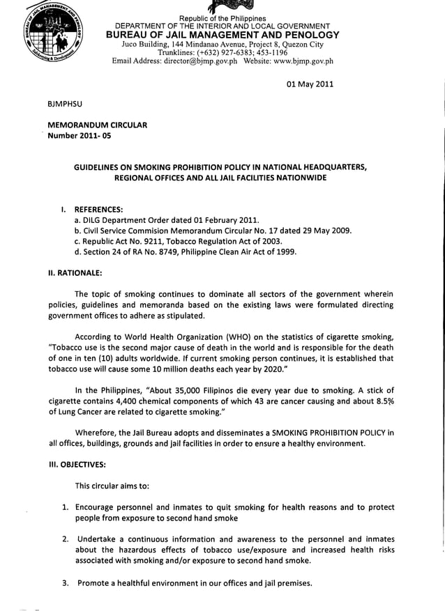 BJMP Memo No. 2011-05 | PDF