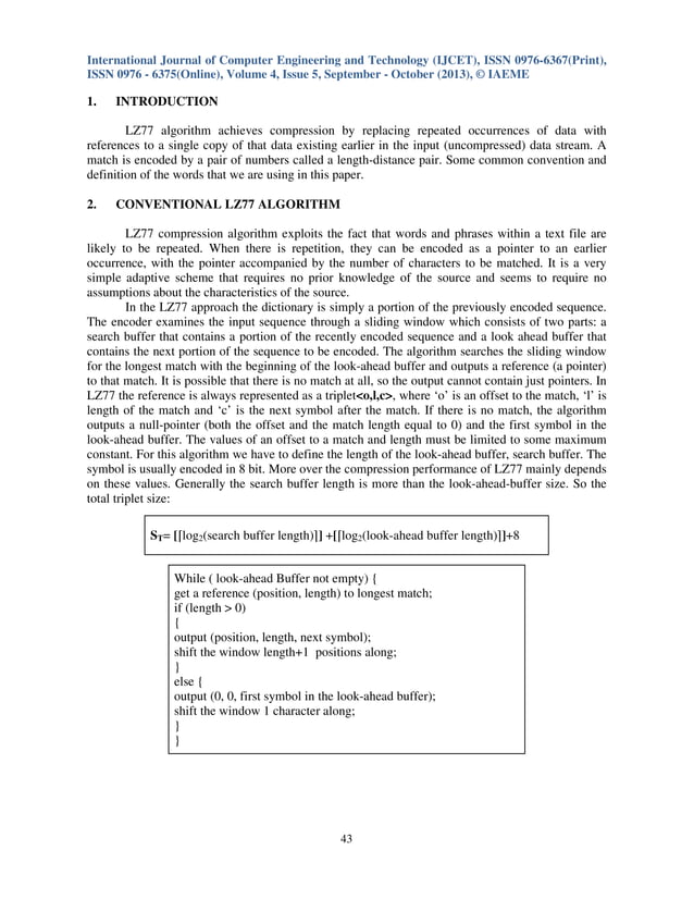 Optimization Of Lz77 Data Compression Algorithm Pdf