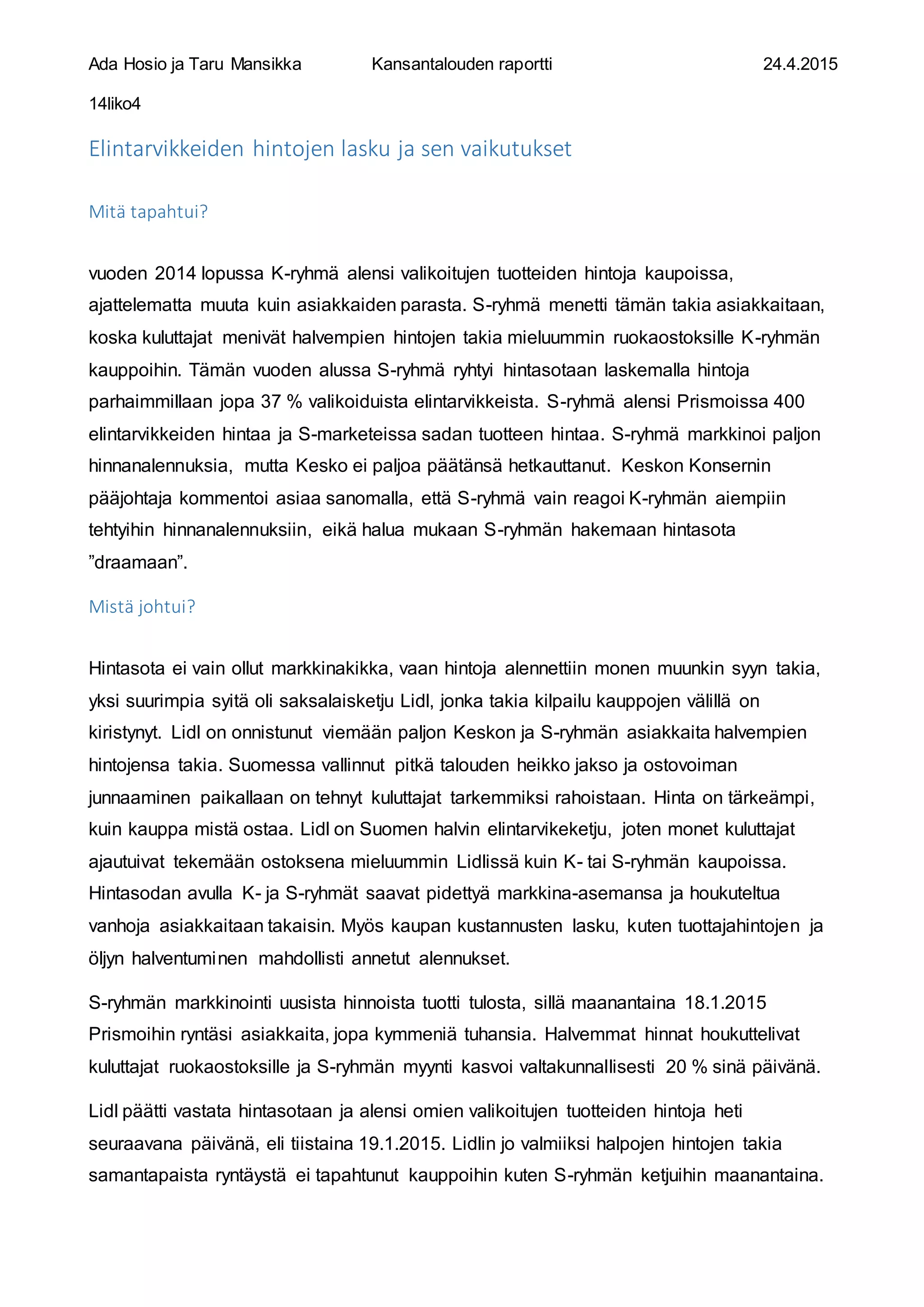 Kansantalouden raportti | DOCX