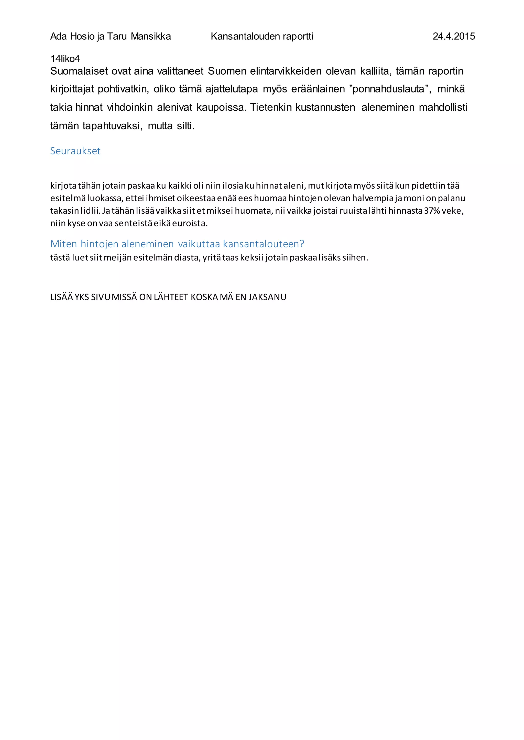 Kansantalouden raportti | DOCX