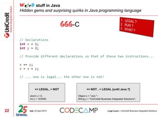Weird Stuff in Java [Iași CodeCamp 25th April 2015] | PPT