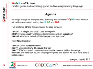 Weird Stuff in Java [Iași CodeCamp 25th April 2015] | PPT
