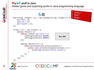 Weird Stuff in Java [Iași CodeCamp 25th April 2015] | PPT