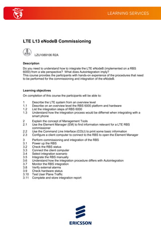 Lzu 108-9106-lte-l13-enodeb-commissioning-course-description | PDF