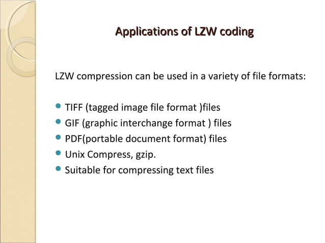 Lzw Coding Technique For Image Compression Ppt