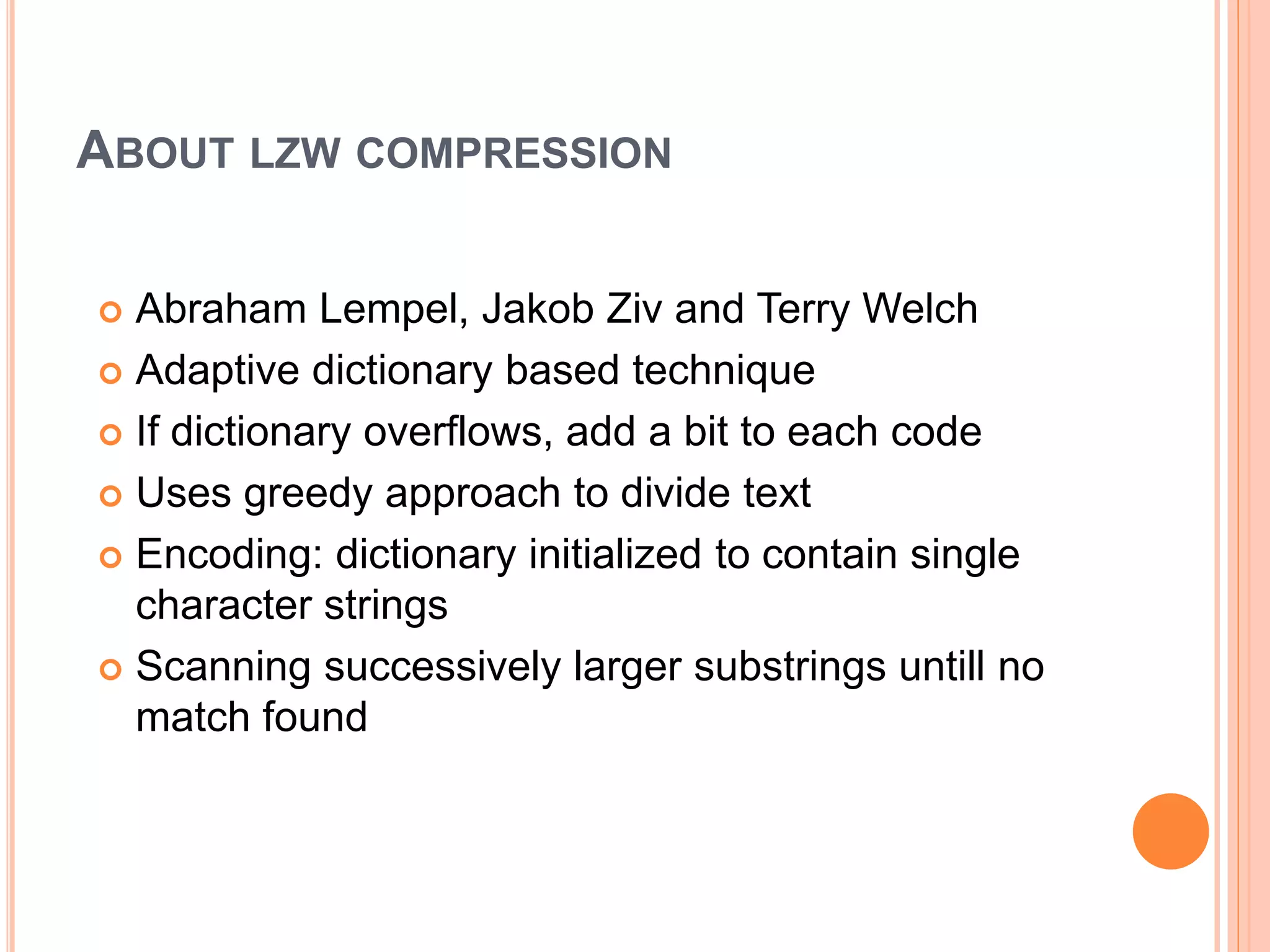 Lzw compression ppt | PPTX