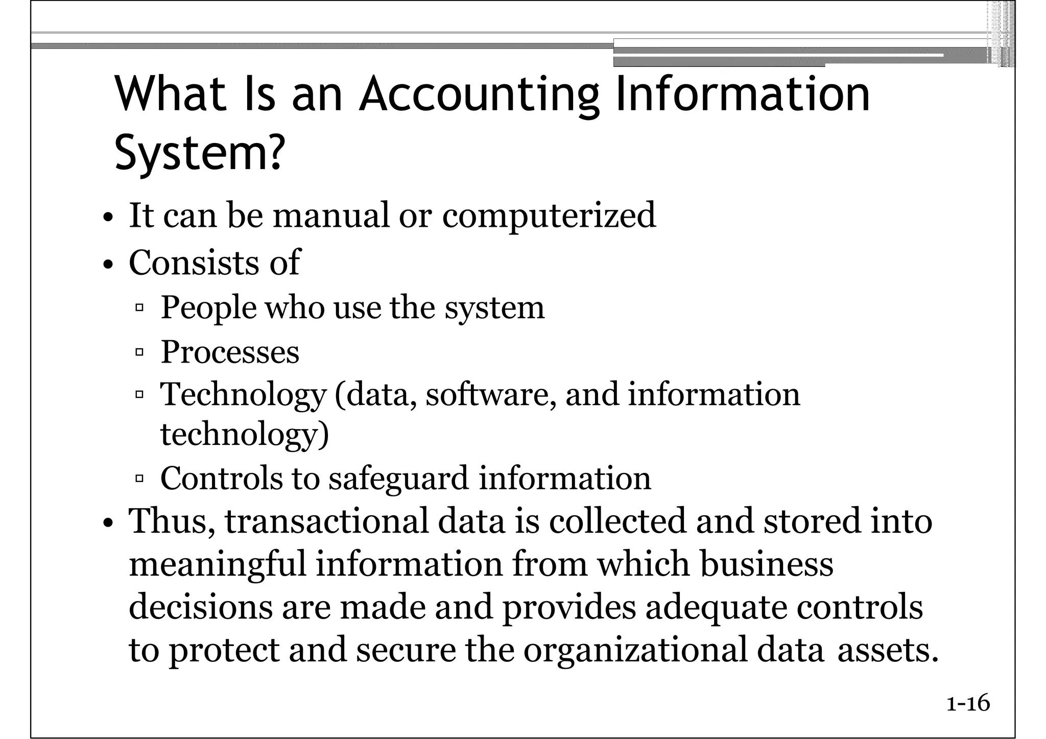 AIS Chapter 01 Overview Accounting Information System | PPTX