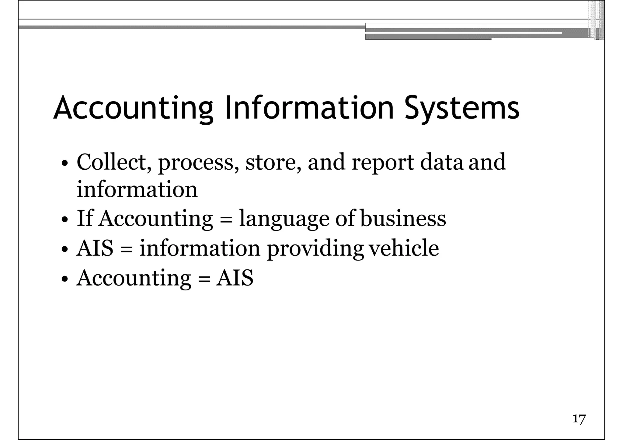 AIS Chapter 01 Overview Accounting Information System | PPTX