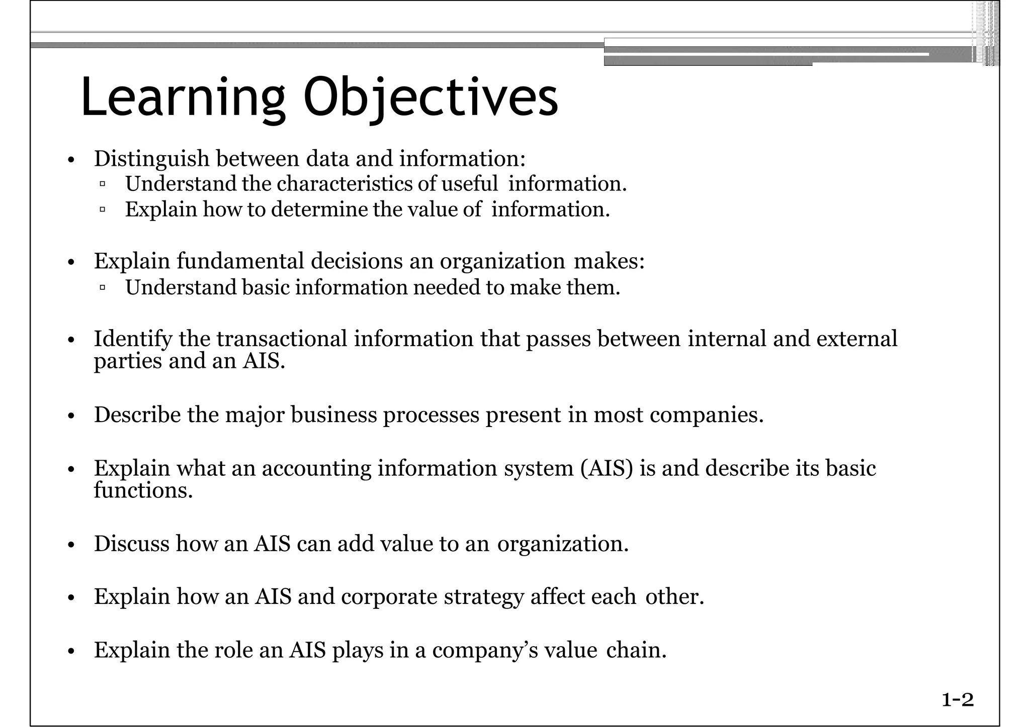 AIS Chapter 01 Overview Accounting Information System | PPTX