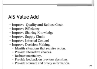 AIS Chapter 01 Overview Accounting Information System | PPTX