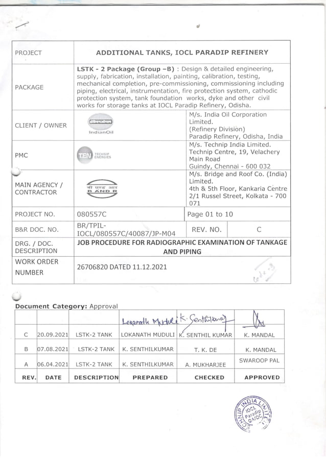 M-04-JOB PROCEDURE FOR RADIOGRAPHIC EXAMINATION OF TANKAGE AND PIPIN.pdf