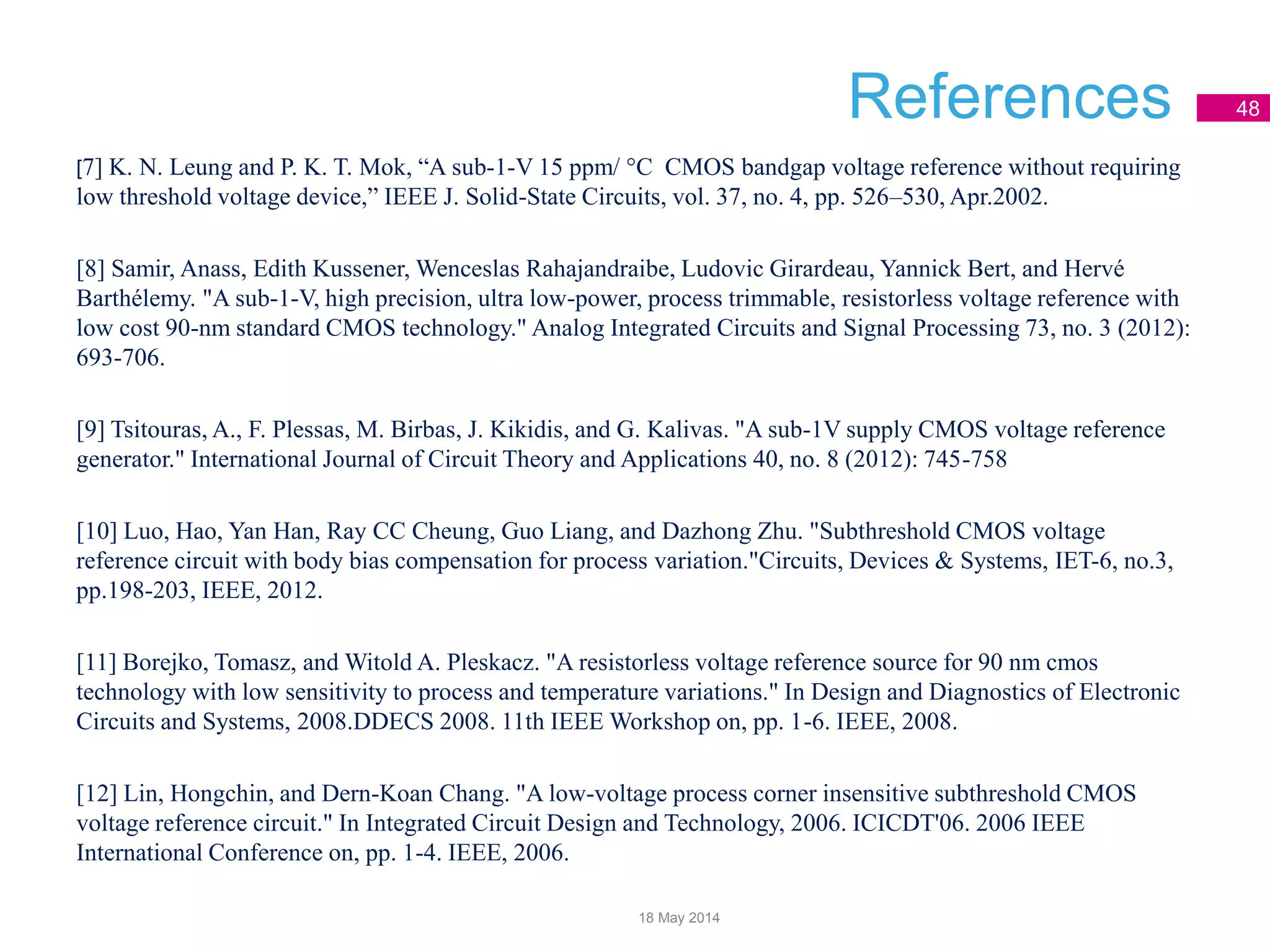 M.Tech Voltage Reference Thesis Presentation | PPTX