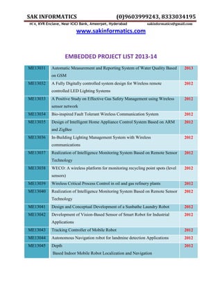 M.tech embedded 2013 14 list | PDF