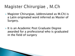Mch – an innovative passion for master surgeries | PPTX
