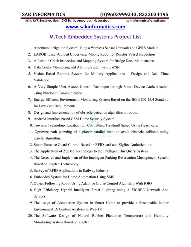 M.tech embedded list 2014 15 | PDF