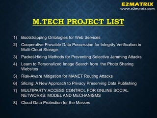 M Tech Projects List | PPTX | Computer Networking | Computing